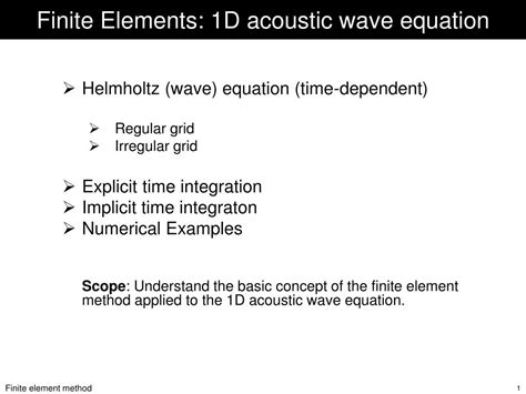 Ppt Finite Elements 1d Acoustic Wave Equation Powerpoint