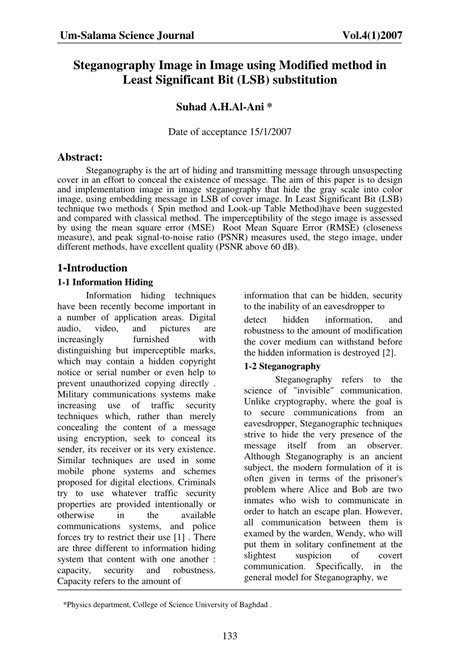 Pdf Steganography Image In Image Using Modified Method In Least