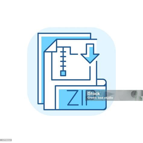 Zip 파일 블루 Rgb 색상 아이콘 0명에 대한 스톡 벡터 아트 및 기타 이미지 0명 개념 날씬한 Istock