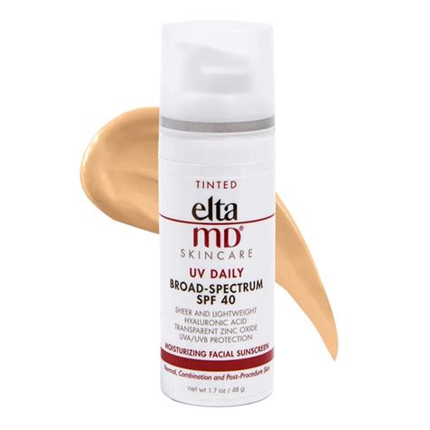 Elta Md Uv Daily Tinted Face Sunscreen Moisturizer Hyaluronic Acid Broad Spectrum Spf 40 Non