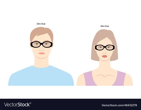Slim Oval Frame Glasses On Women And Men Flat Vector Image