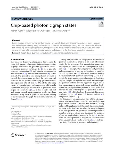 Pdf Chip Based Photonic Graph States