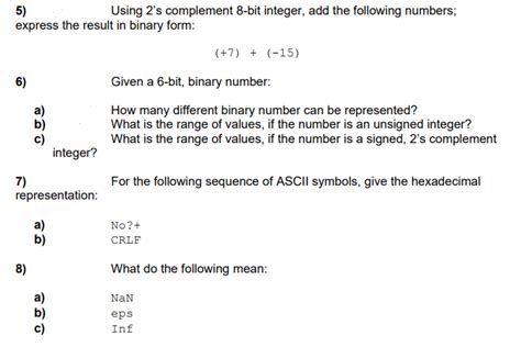solved 5 using 2 s complement 8 bit integer add the