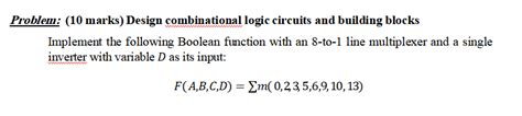 Solved Problem 10 Marks Design Combinational Logic