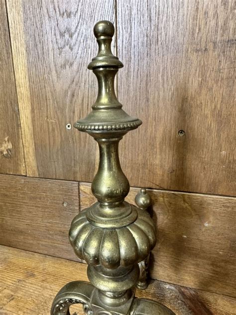 Gorgeous Solid Brass Dogs For Fire Irons Authentic Reclamation