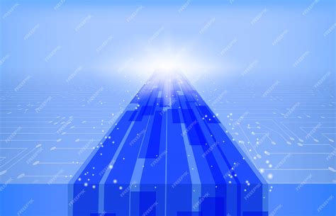 추상적 인 기하학적 블루 라인 및 회로 배경 프리미엄 벡터