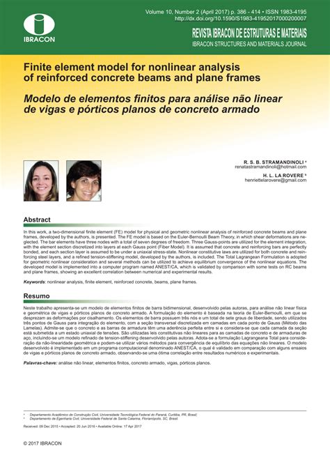 Pdf Finite Element Model For Nonlinear Analysis Of Reinforced