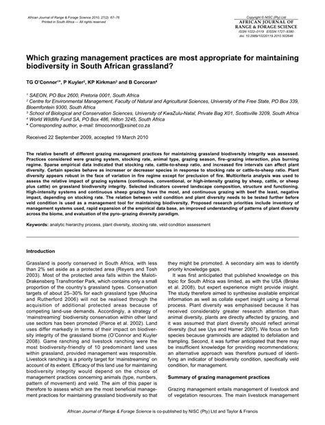 Pdf Which Grazing Management Practices Are Most Appropriate For Maintaining Biodiversity In