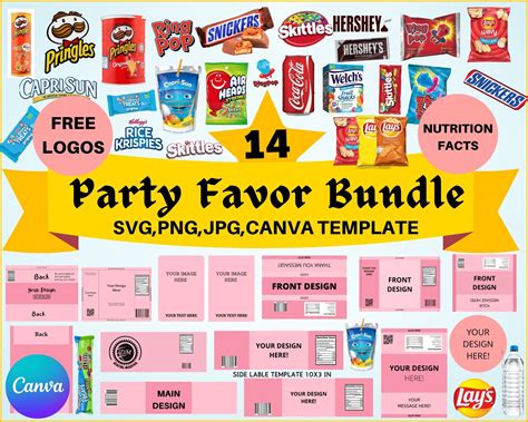 14 Party Favor Templates Template Bundle Party Favorschip Etsy