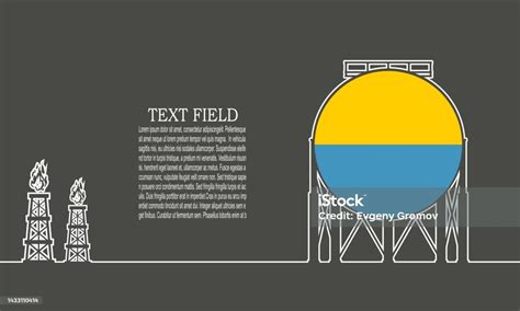 에너지 및 전력 아이콘입니다 에너지 발전 및 중공업 가스 저장 탱크 수평 얇은 선 스타일 웹 배너 우크라이나의 국기 경제에 대한