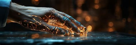 Premium Ai Image Ai Machine Learning Hand Of Robot Touching On Big Data Network Ai Generated