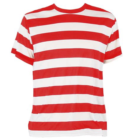 Striped T Shirt Top Red And White Fancy Dress Unisex Short Sleeve Book