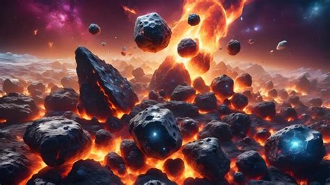 Premium Photo Multiple Asteroids Floating In Space Among A Backdrop Of Colorful Nebula