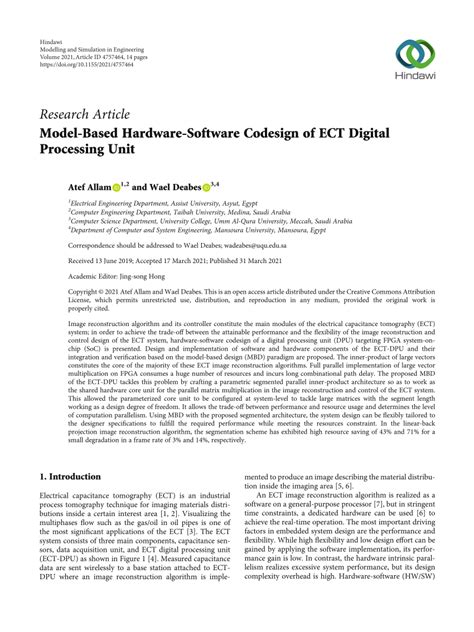 Pdf Model Based Hardware Software Codesign Of Ect Digital Processing Unit