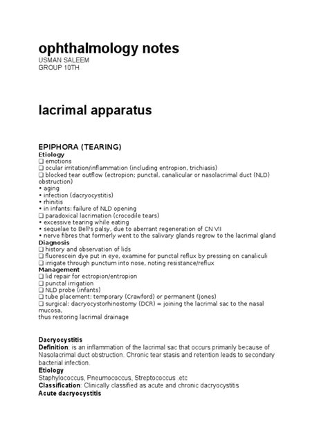 Ophthalmology Notes Pdf Glaucoma Cataract