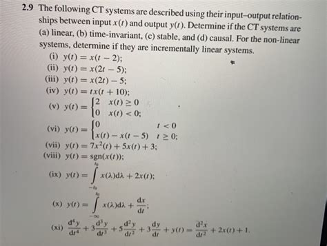Solved 29 The Following Ct Systems Are Described Using