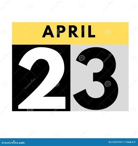 April 23 Flat Daily Calendar Icon Date Day Month Stock
