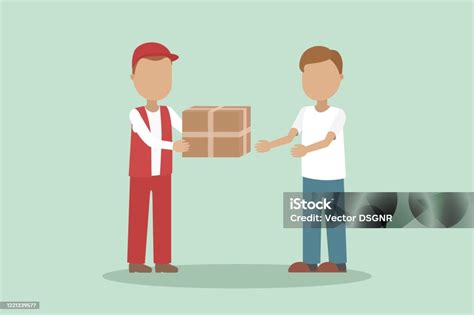 택배는 사람에게 택배를 배달합니다 벡터 일러스트레이션 남자에 대한 스톡 벡터 아트 및 기타 이미지 남자 배달 배달부 Istock