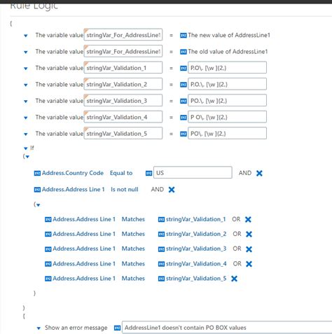 exclude po box string value in addressline1 field for address validation — cloud customer connect
