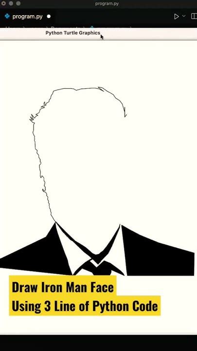 Draw Iron Man Face Using 3 Line Of Python Code Shorts Coding