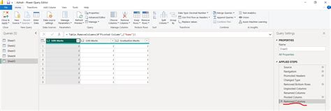 merge remove rename choose and go to columns in power query editor
