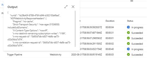 triggering a pipeline using web activity not able to pass parameters