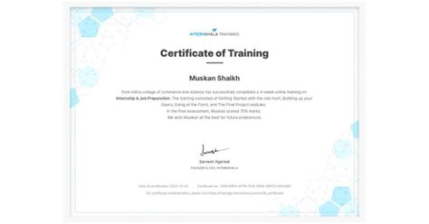 muskan shaikh on linkedin successfully completed the internship and job preparation training from…