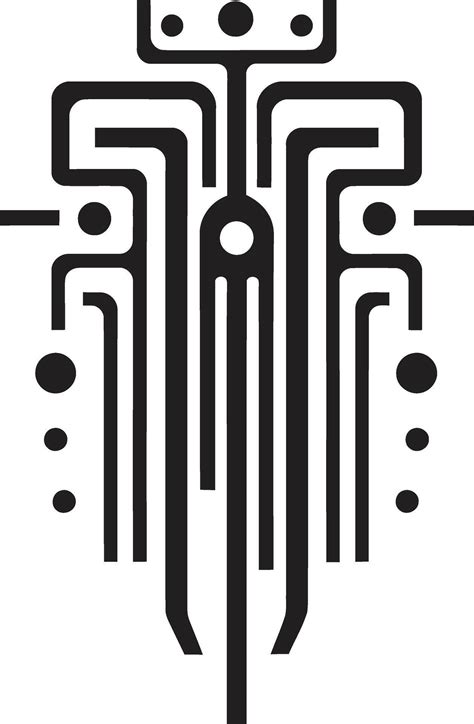 Code Symphony Abstract Cybernetic Emblem In Elegant Monochrome Quantum