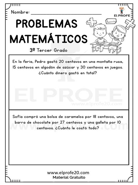 Cuadernillo De Problemas Matemáticos Para Tercer Grado Elprofe20 1