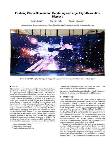 Pdf Enabling Global Illumination Rendering On Large High Resolution Displays