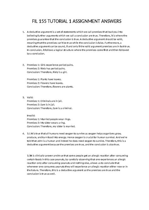Fil 155 Tutorial 1 Assignment 1 Answers Fil 155 Tutorial 1 Assignment
