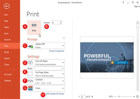 Print Tab Of Backstage View In Powerpoint For Windows