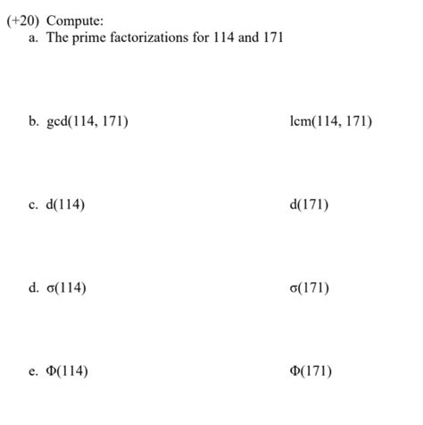 solved 20 compute a the prime factorizations for 114