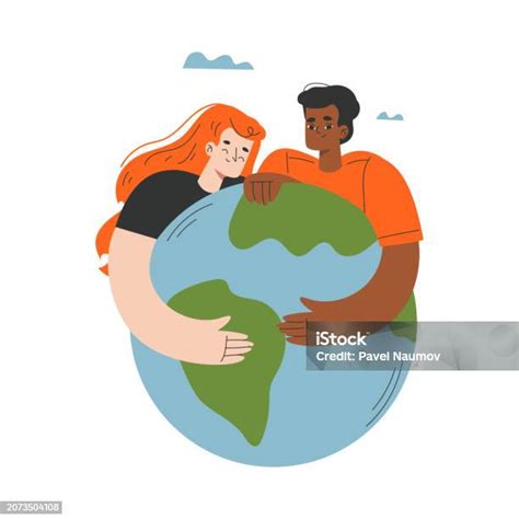 친환경적인 생활양식 와 남자와 여자 특성 포옹 지구 지구 벡터 일러스트 0에 대한 스톡 벡터 아트 및 기타 이미지 0 기민