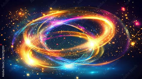 Magic Light Circle And Spiral Neon Elements With Swoosh Effect And