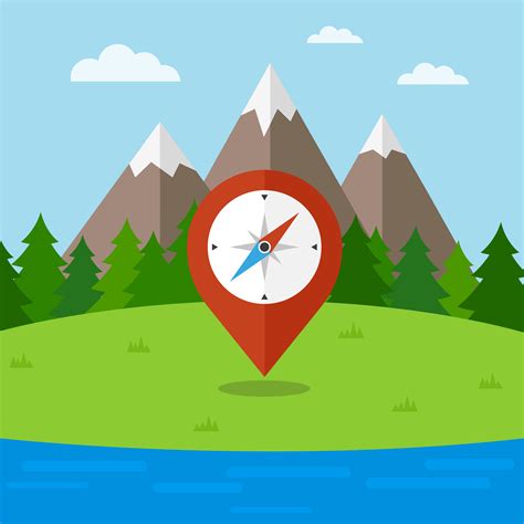 Nature Landscape With Compass 830830 Vector Art At Vecteezy