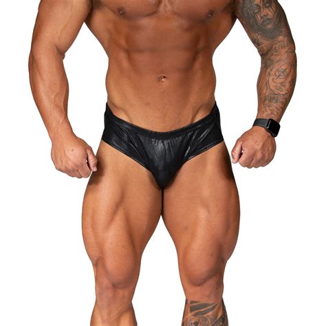Classic Physique Posing Trunks Metallic Black Bodybuilding Suit Npc