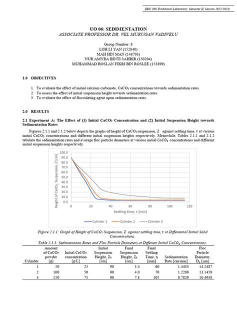 Sedimentation Lab Report Pdf