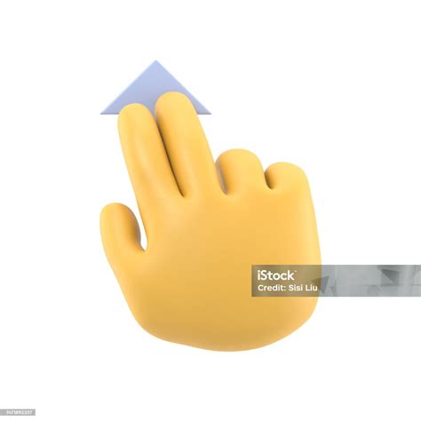 만화 제스처 아이콘 모형터치 스크린 제스처 라인 아이콘3d 그림 두 손 위로 스 와이프 만화 캐릭터 손 흰색 배경에 3d 렌더링