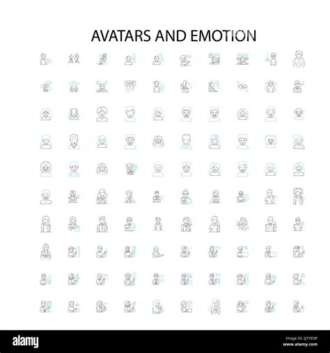 Avatars And Emotion Icons Signs Outline Symbols Concept Linear Illustration Line Collection