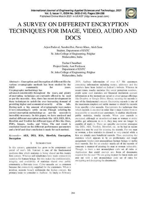 Pdf A Survey On Different Encryption Techniques For Image Video