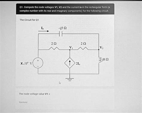 solved texts x 20v q1 compute the node voltages v1 v2 and the current io in the rectangular