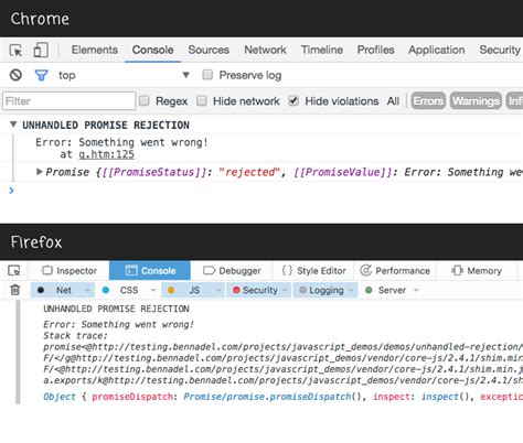 Logging And Debugging Unhandled Promise Rejections In The Browser