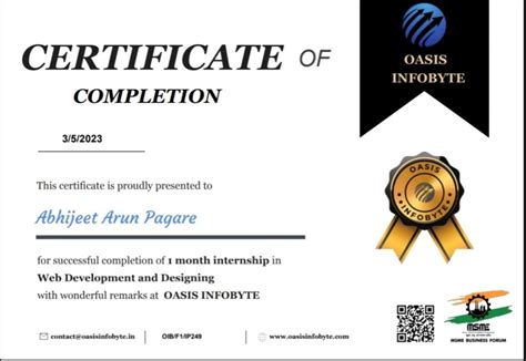 Abhijeet Pagare On Linkedin Internship Oasisinfobyte Certificate