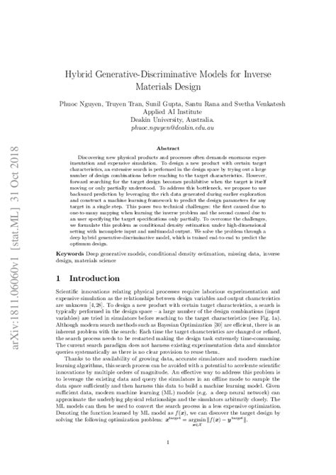 Hybrid Generative Discriminative Models For Inverse Materials Design