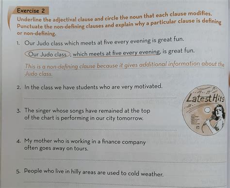 Exercise 2 Underline The Adjectival Clause And Circle The Noun That Each