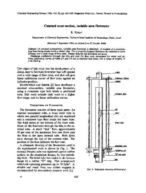 Pdf Constant Cross Section Variable Area Flowmeter