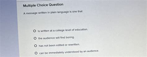 solved multiple choice questiona message written in plain