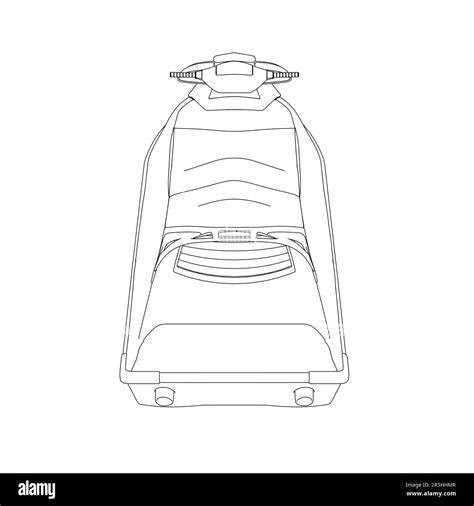 Outline Of A Water Scooter From Black Lines Isolated On A White Background Back View Vector