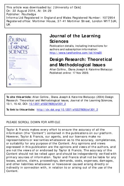 Pdf Design Research Theoretical And Methodological Issues